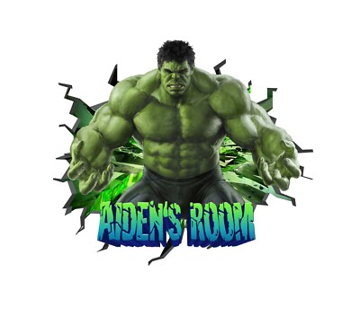 Personalised Any Name Hulk Design Wall Decal 3D Art Stickers Vinyl Room ...
