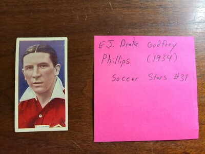 (1934) Godfrey Phillips Ltd. SOCCAR STARS tobacco card #31 E.J. Drake ...
