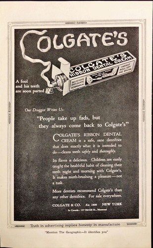 Colgate's Ribbon Dental Cream Toothpaste Dentifice 1921 Print Ad | eBay