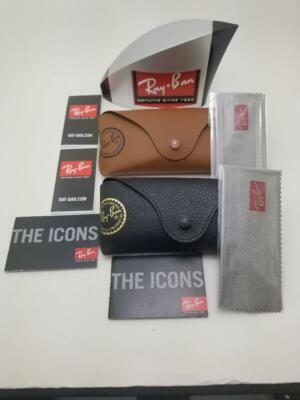 2 -Ray Ban Sunglasses Leather Style Cases W/ Booklets and Cloth -Medium ...