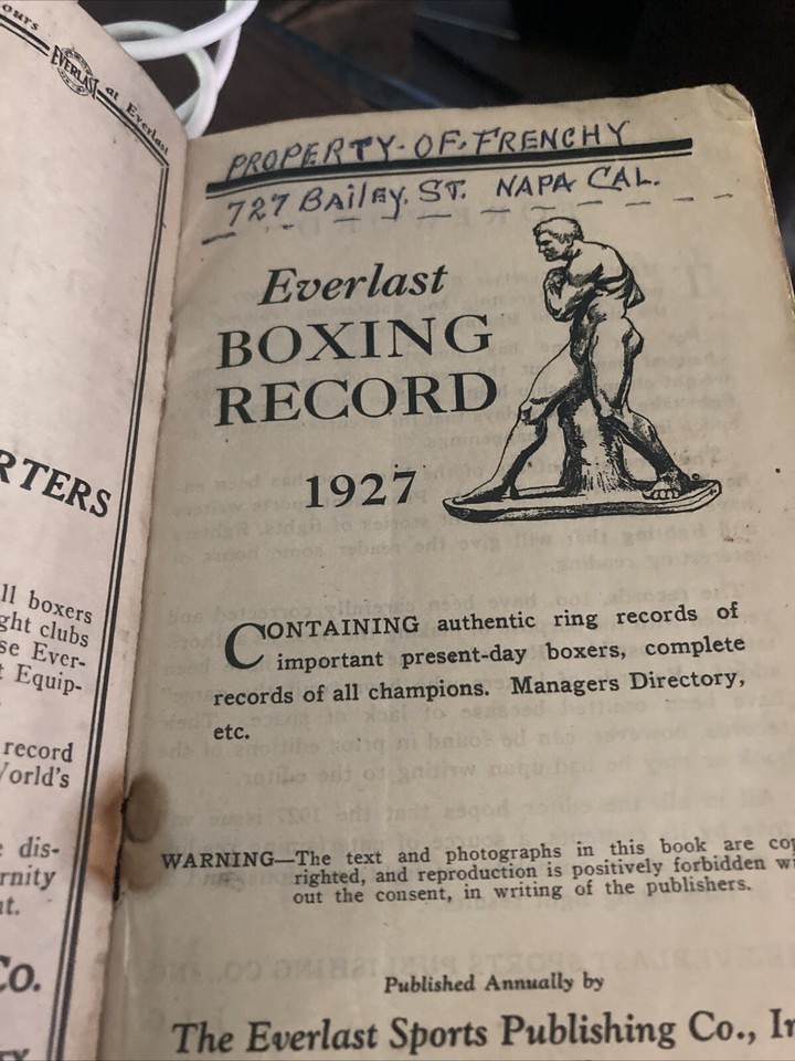 Everlast Boxing Record 1927 Everlast Sport Publishing Vintage Paperback ...