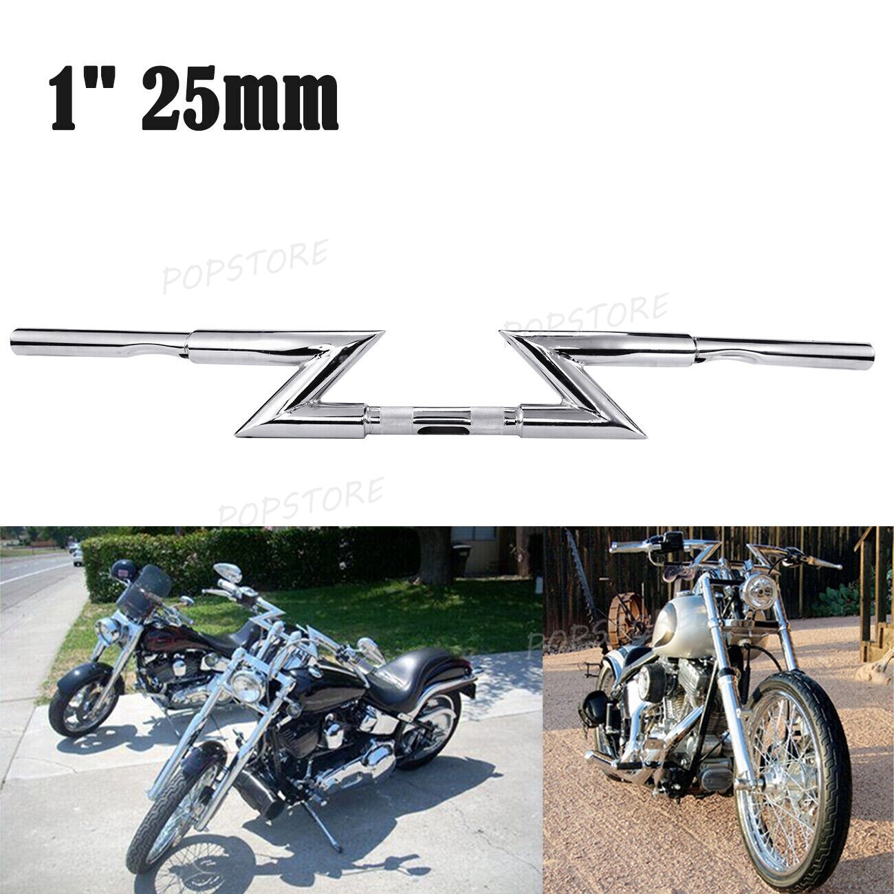 1" Inch Drag Z Bars Handlebars For Harley Springer Chopper Bobber ...