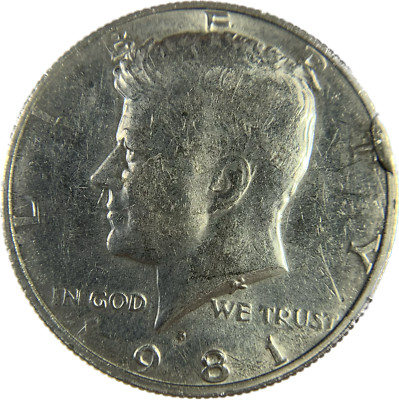 1981 P - Kennedy Half Dollar 50C - Obverse Die Break - Mint Error ...