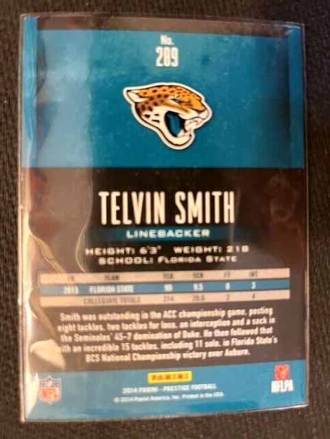 NFL - Telvin Smith 2014 Panini Prestige Football Rookie Card - Jaguars ...