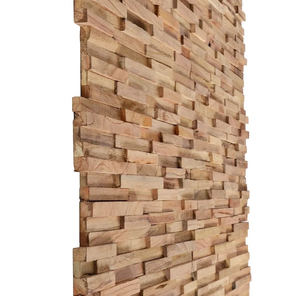 3D Wall Cladding Panels 10 pcs 1.08 m² Solid Teak Wood Interior Decor Home 26178 8720286290576 ...