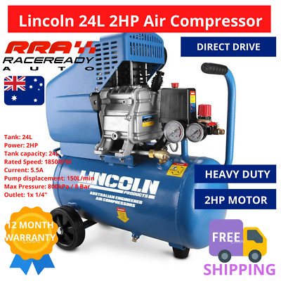 Lincoln Direct Drive Air Compressor 24L 2HP Direct Drive Inflator Pump ...