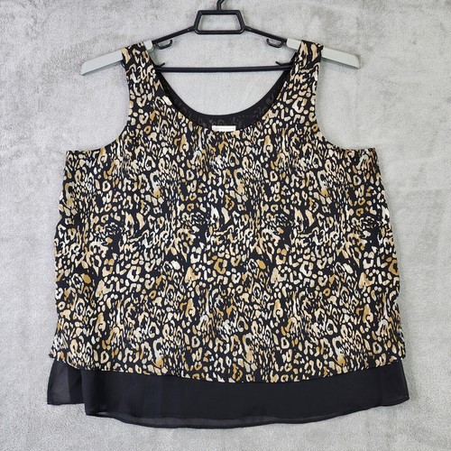 Cato Est. 1946 Sleeveless Layered Top Blouse Black Animal Print Size XL ...