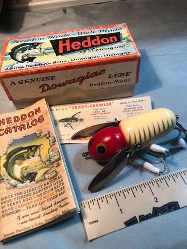 Vintage Early Wood Heddon Crazy Crawler XRW Unfished Orig. Box Paper ...