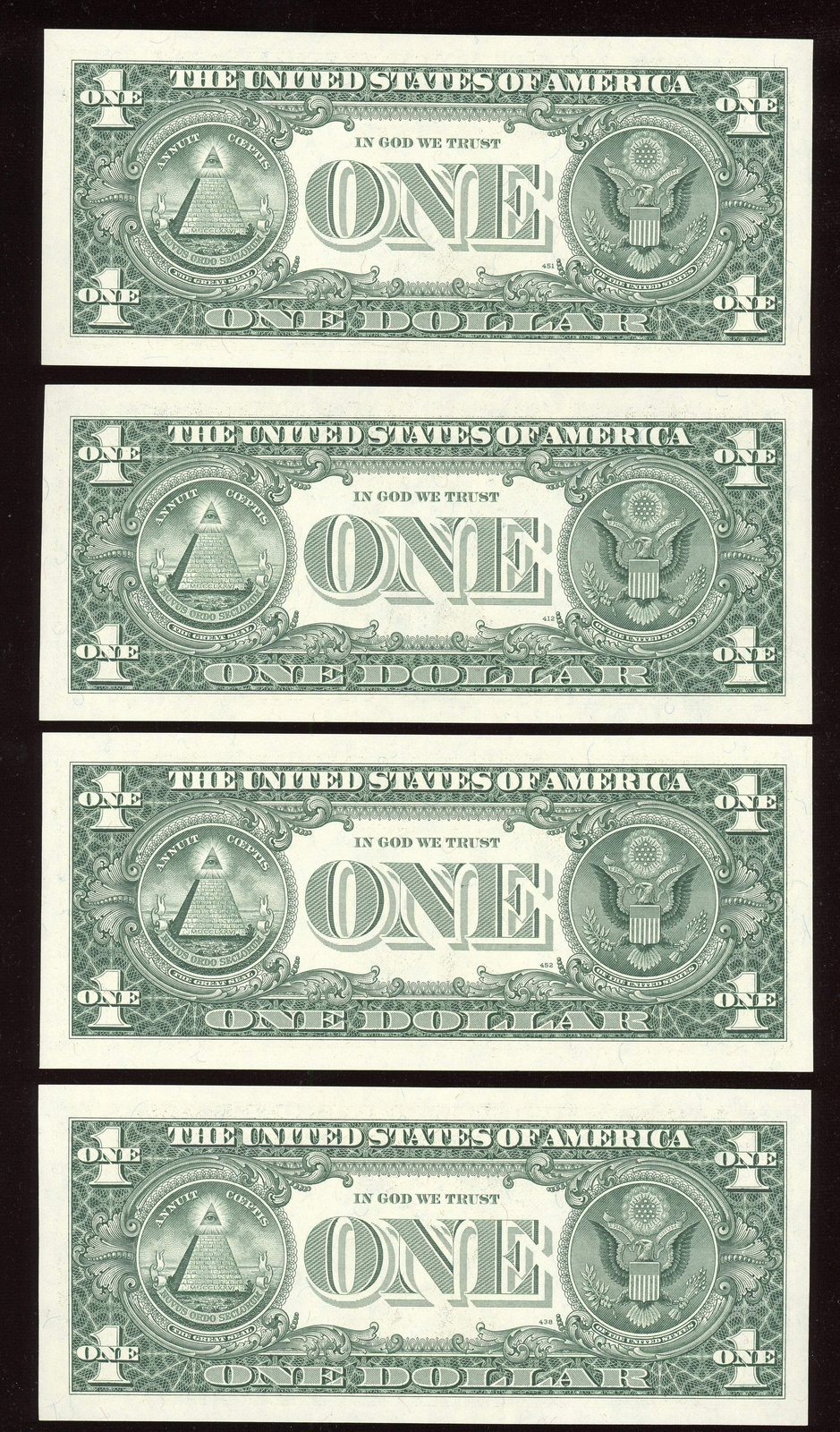 Beautiful Set of 4 Consecutive Crisp Fancy Low Serial 1988 $1 Notes | eBay