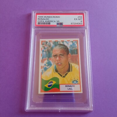 #59 RONALDO NAZARIO BRAZIL ROOKIE STICKER PSA 6 MUNDICROMO COPA AMERICA ...