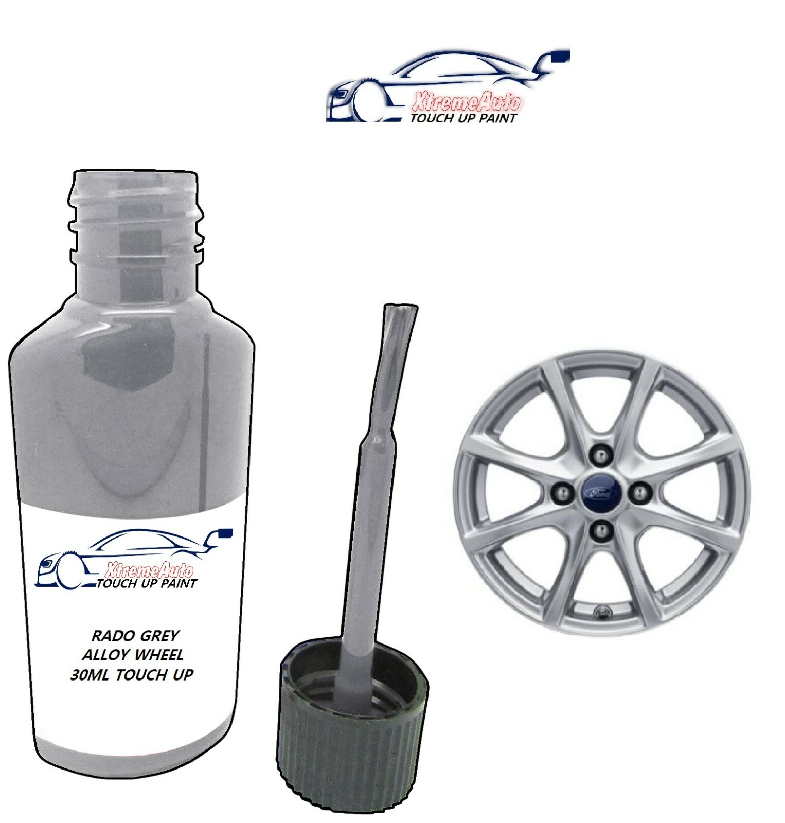 FOR FORD RADO GREY ALLOY WHEEL PAINT TOUCH UP KIT 30ML FIESTA ST CURB ...
