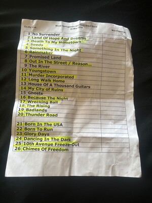 Bruce Springsteen - Manchester 20th May 2025 Set List Co-Op Live | eBay UK