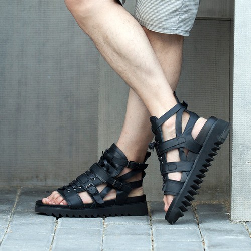 Roman Pu Leather Sports Sandals Ankle Boots Beach Shoes Open Toe Hollow ...