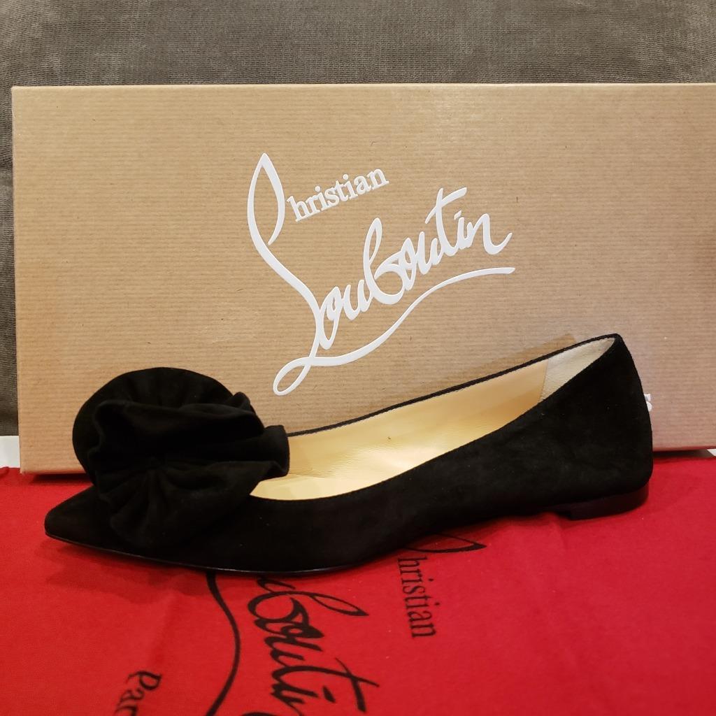 Christian Louboutin ANEMOSEA Rosette Flower Suede Ballet Flats Shoes ...