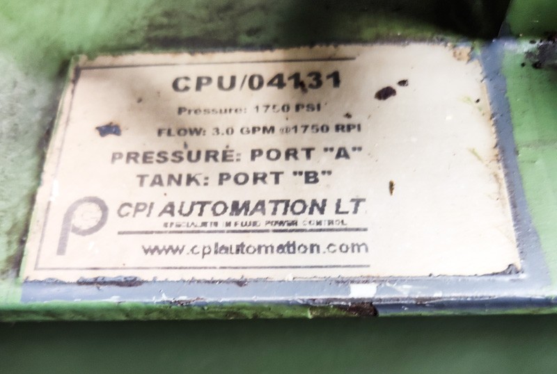 CPI Automation 3GPM Hydraulic Power Unit 1725 PSI W/ Marathon 3 Hp ...