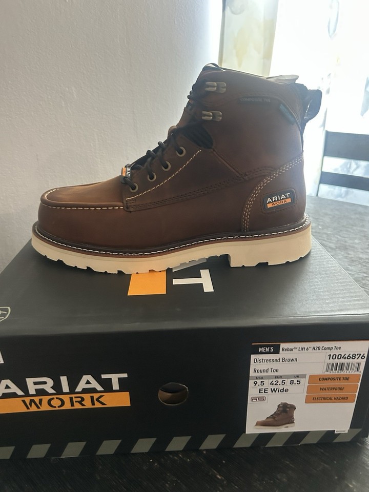 ariat work boots "rebar lift 6" h20 composite toe | eBay