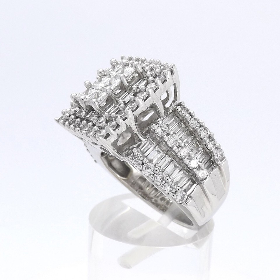 14k Gold Natural Diamond Ring Invisible Setting Princess Cut Round ...