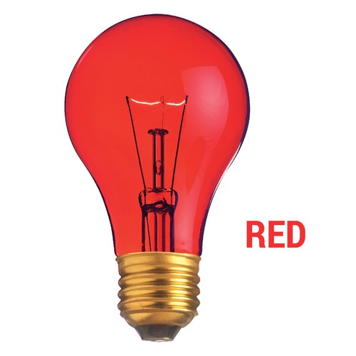 TRANSPARENT RED Bulb 130V =120V 25W A19 Medium E26 General Service ...