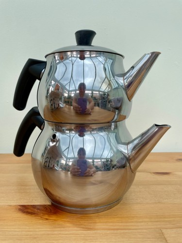 Traditional Teapot Stainless Steel Caydanlik Turkish Double Kettles XS ...