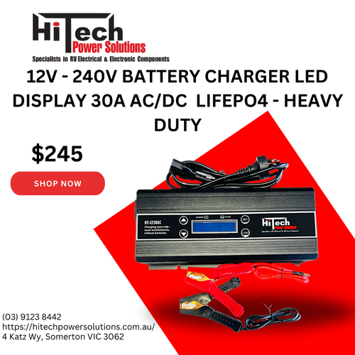 12V - 240V Battery Charger LED Display 30A AC/DC LiFePO4 - Heavy Duty ...