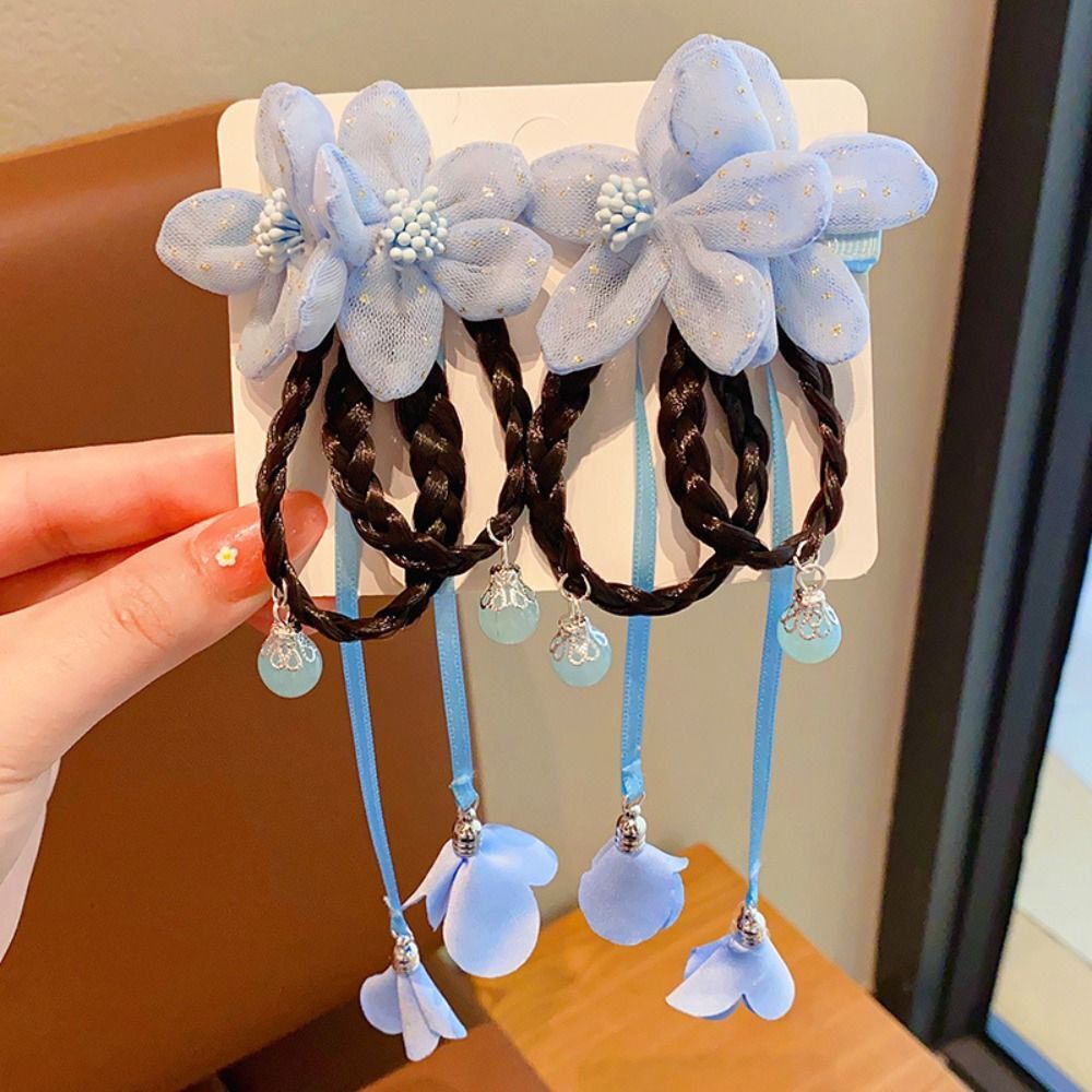 2Pcs Chinese Style Hanfu Headdress Wig Flower Wig Braid Hairpin Girls ...