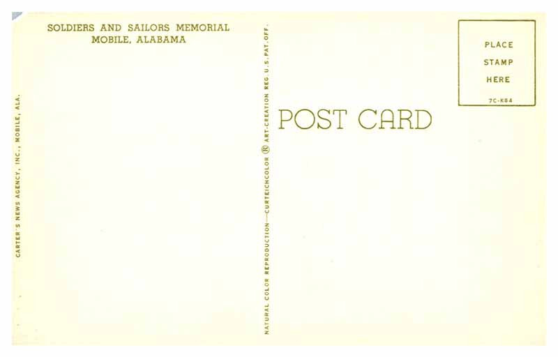 Postcard MONUMENT SCENE Mobile Alabama AL 11/18 AS1345 | eBay