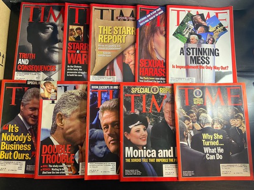 Lot Of 10 Vintage 1998 TIME Magazines Bill Clinton Scandal, Lewinsky ...