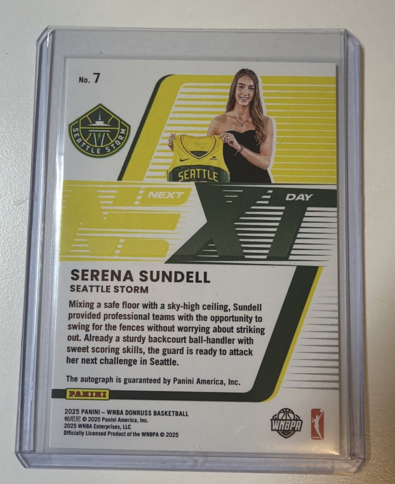 2025 Panini Donruss WNBA Serena Sundell ROOKIE ON CARD AUTO NEXT DAY Storm SP 🔥 | eBay