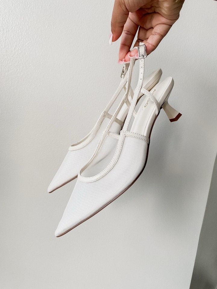 ALDO White Mesh Point Strap Back Maxina Pillow Walk Heels | eBay
