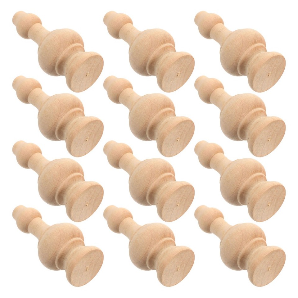 12 Pcs Wooden Unfinished Post Finials Hand Carved Bed Post Caps for ...