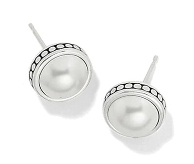 Brighton Pebble Dot Pearl Silver Plated Post Round Studs Earrings ...