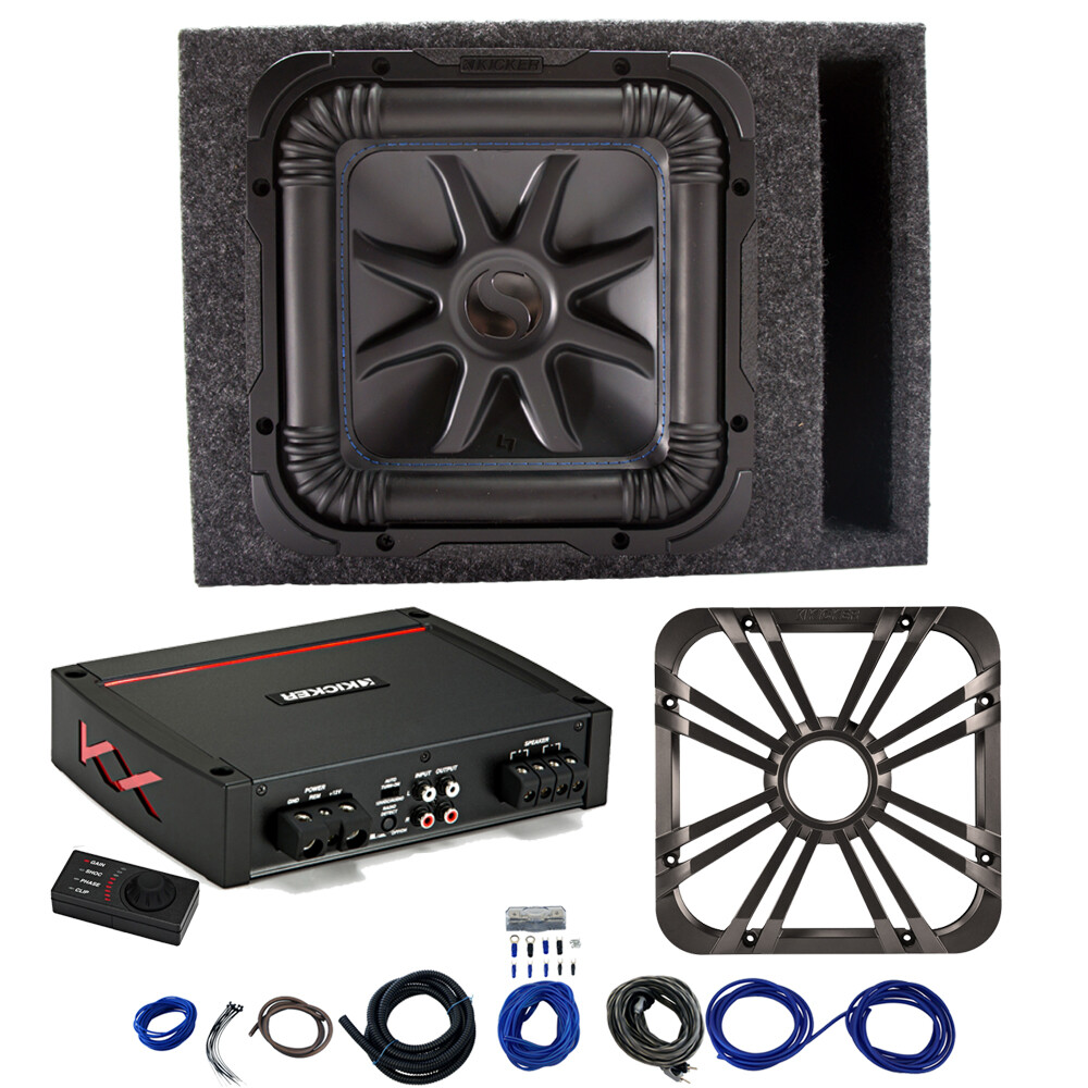 Kicker L7S12 Sub Vented Box w/ 44KXA800.1 Amp, Charcoal LED Grill ...