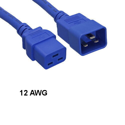 [x10] Blue 10' Heavy Duty Power Cord IEC60320 C19 to C20 12AWG 20A/250V ...