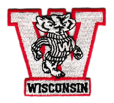 WISCONSIN BADGERS NCAA COLLEGE VINTAGE 2.25" MASCOT LETTER TEAM PATCH ...