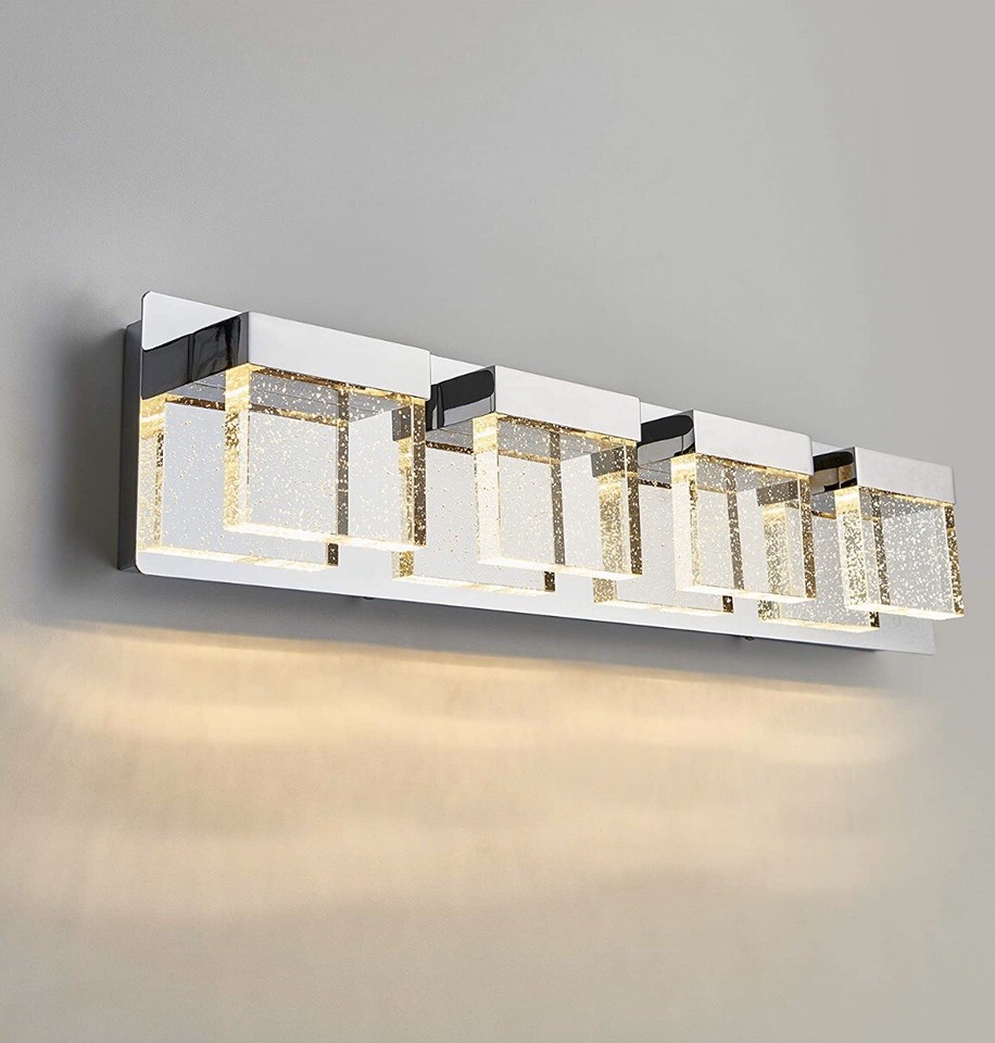 Artika, Premium Bubble Glass Cube Dimmable 4-LED Bathroom Vanity Light ...
