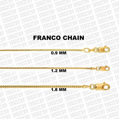 14K Solid Yellow Gold Franco Chain Necklace, 16" - 24" Inch, 0.9mm 1 ...