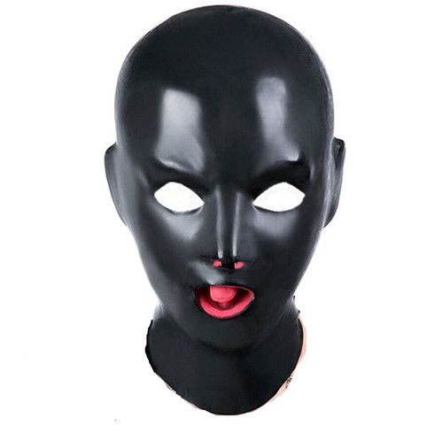 Latex Rubber 3D Brace Headgear Hood Mysterious hood with Tongue Nose ...