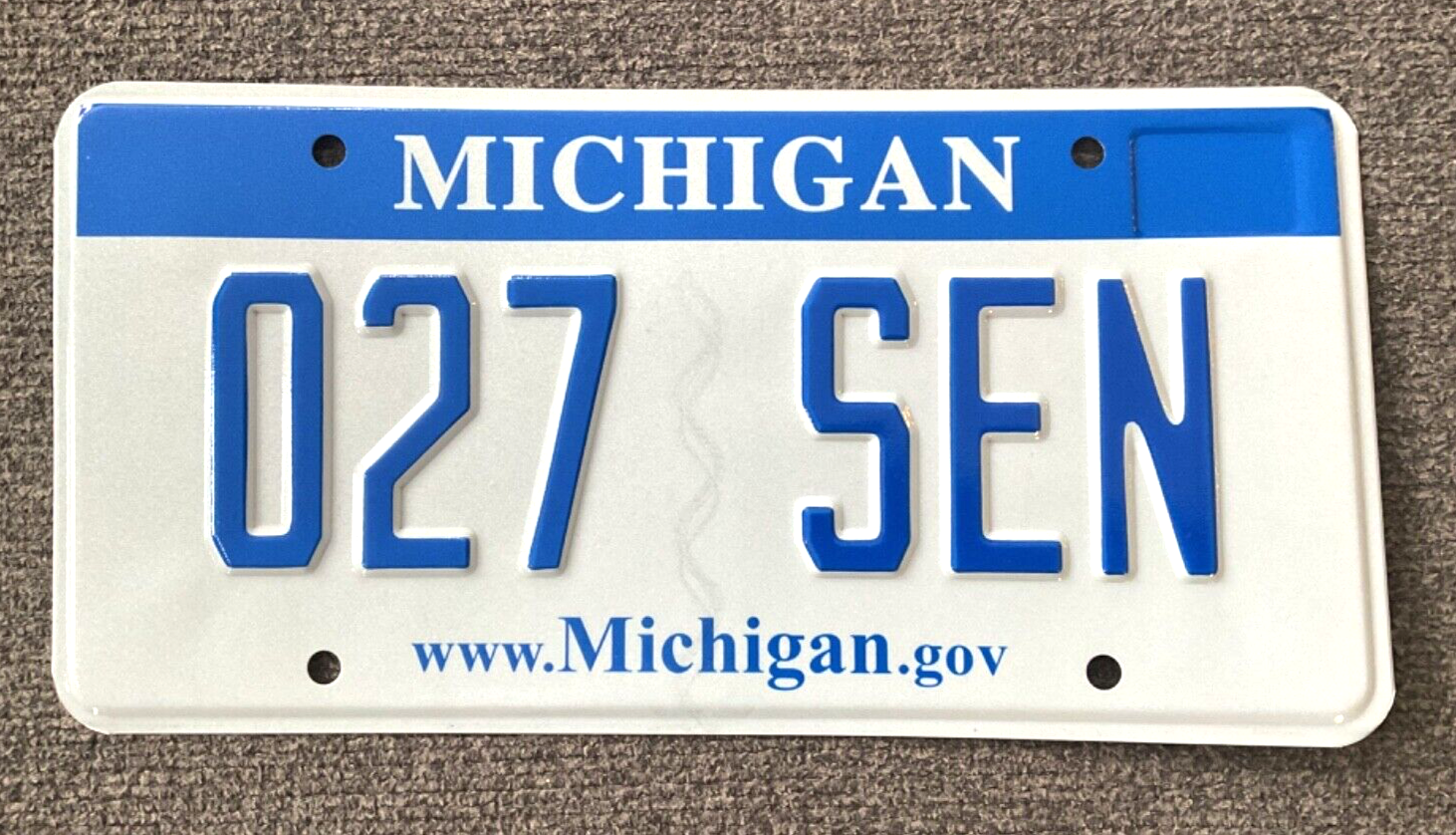 RARE BASE 2013 Michigan SENATOR SENATE License Plate Political NOS Blue ...