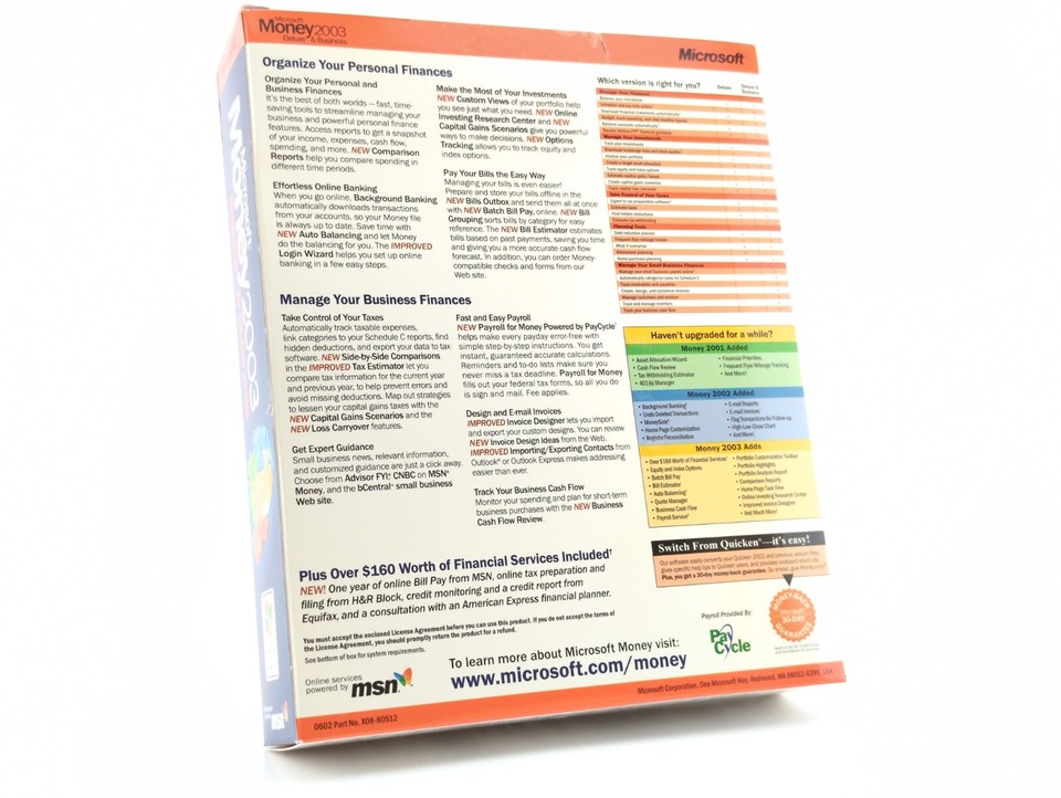 Microsoft Money 2003 Deluxe & Business | Big Box Software | Factory ...