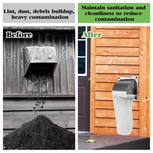 Lint Bag for Dryer Vent, 2 Packs Outdoor Vent Lint Bag Indoor Vent Lint ...