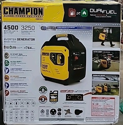 NEW!! CHAMPION 4500/3250-Watt Gasoline/Propane Dual Fuel Inverter ...