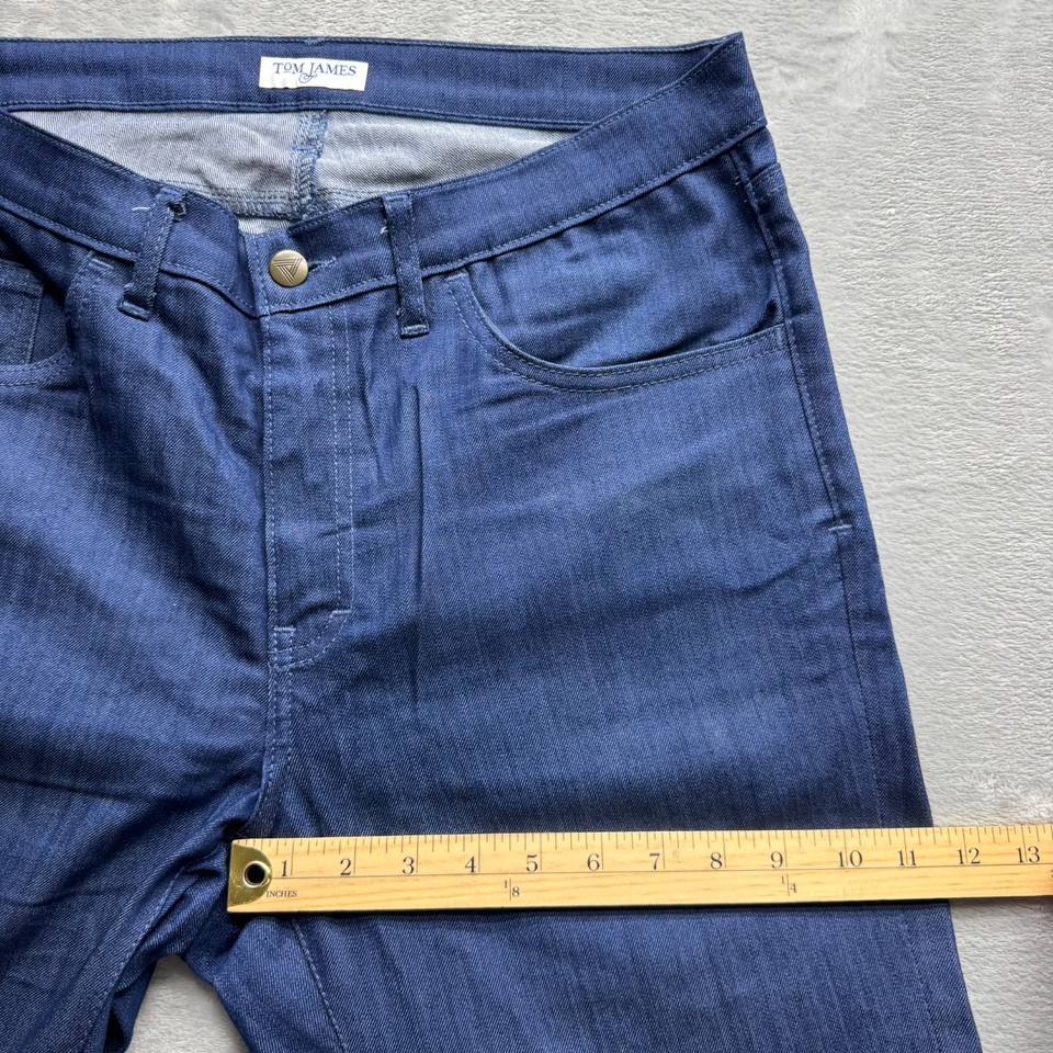 Tom James Blue Delta Jeans Mens No Size Tag (34) Blue Stretch Stitching ...