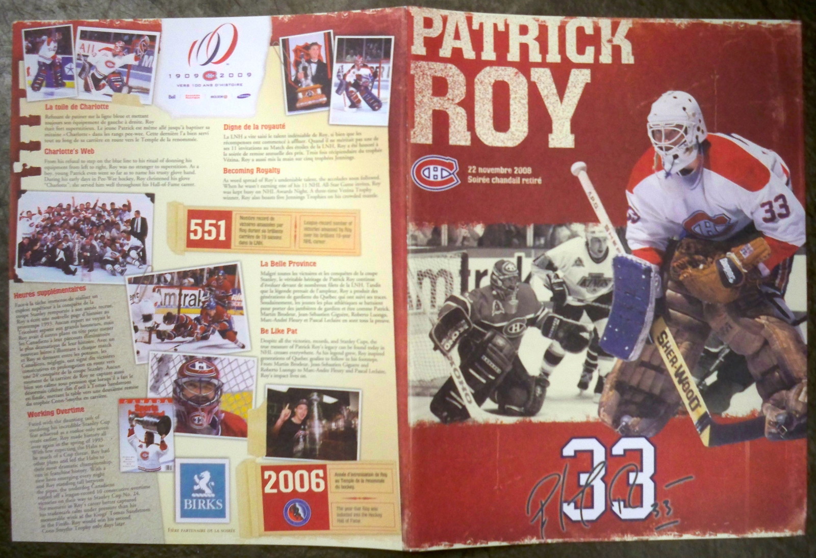 PATRICK ROY #33 Complete Kit Retiring Jersey Night BANNER,BOOKLET,MASK ...