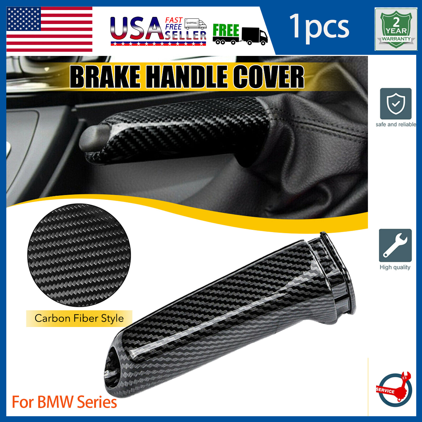 Carbon Fiber Style Handbrake Brake Handle Cover Trim For BMW E90 E92 ...