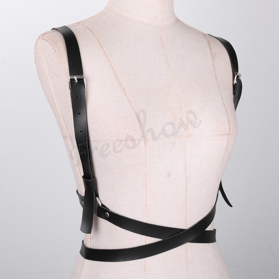 Mens Leather Body Chest Harness Clubwear Restrain Belt Costume Strap ...