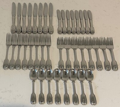 REED & BARTON COLONIAL SHELL FLATWARE STAINLESS SILVERWARE 40 PC. LOT ...