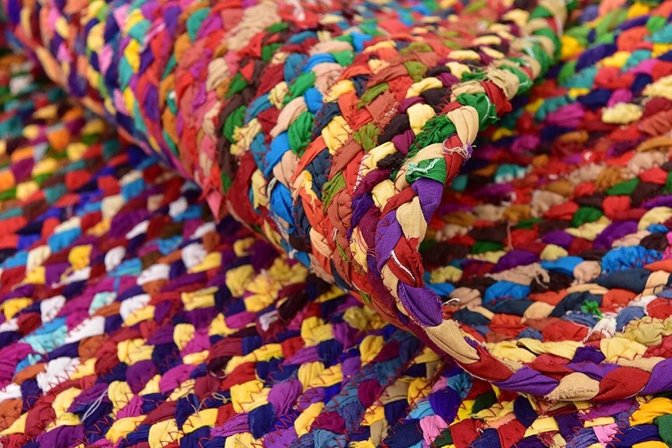 Oval Rug 100% Cotton Braided Area Rug floor Home Living Room Modern ...