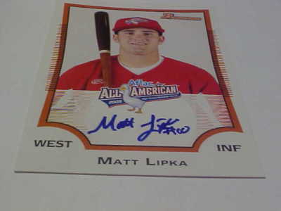 2009 BOWMAN #AFLAC-ML1 MATT LIPKA "AFLAC" AUTOGRAPH ROOKIE CARD RC | eBay