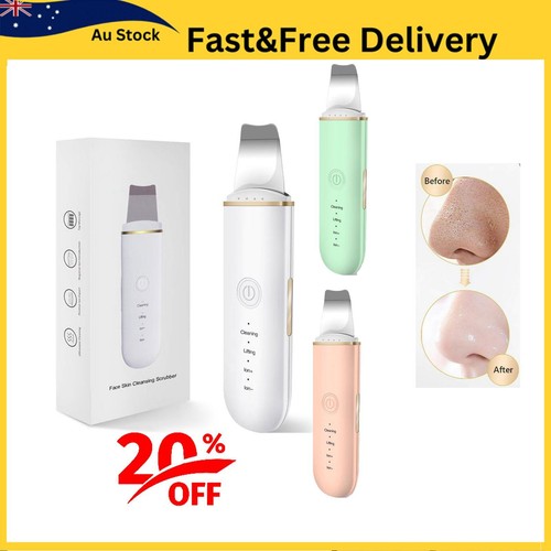 Ultrasonic Facial Skin Scrubber Pen Wrinkle Blackhead Remover Face Deep ...