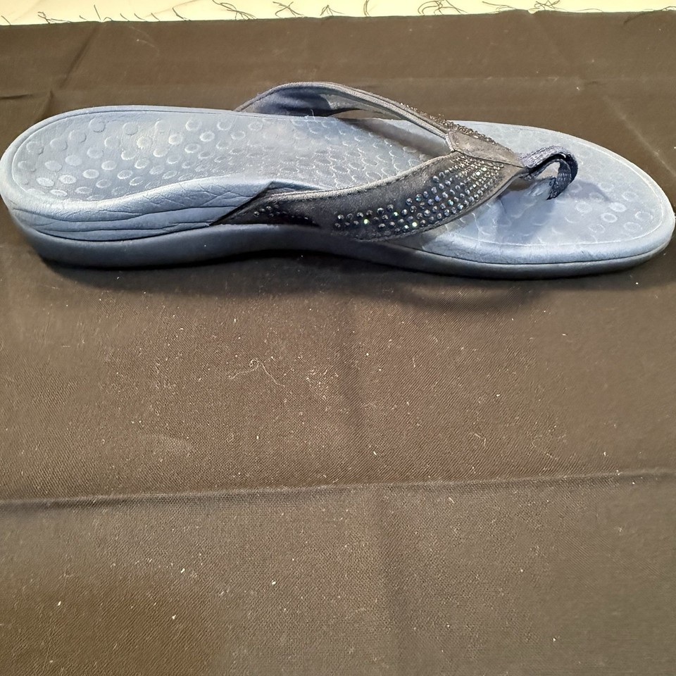 Woman's Vionic Blue Rhinestone Thong Slip-on Flip Flops Size 6 EUC | eBay